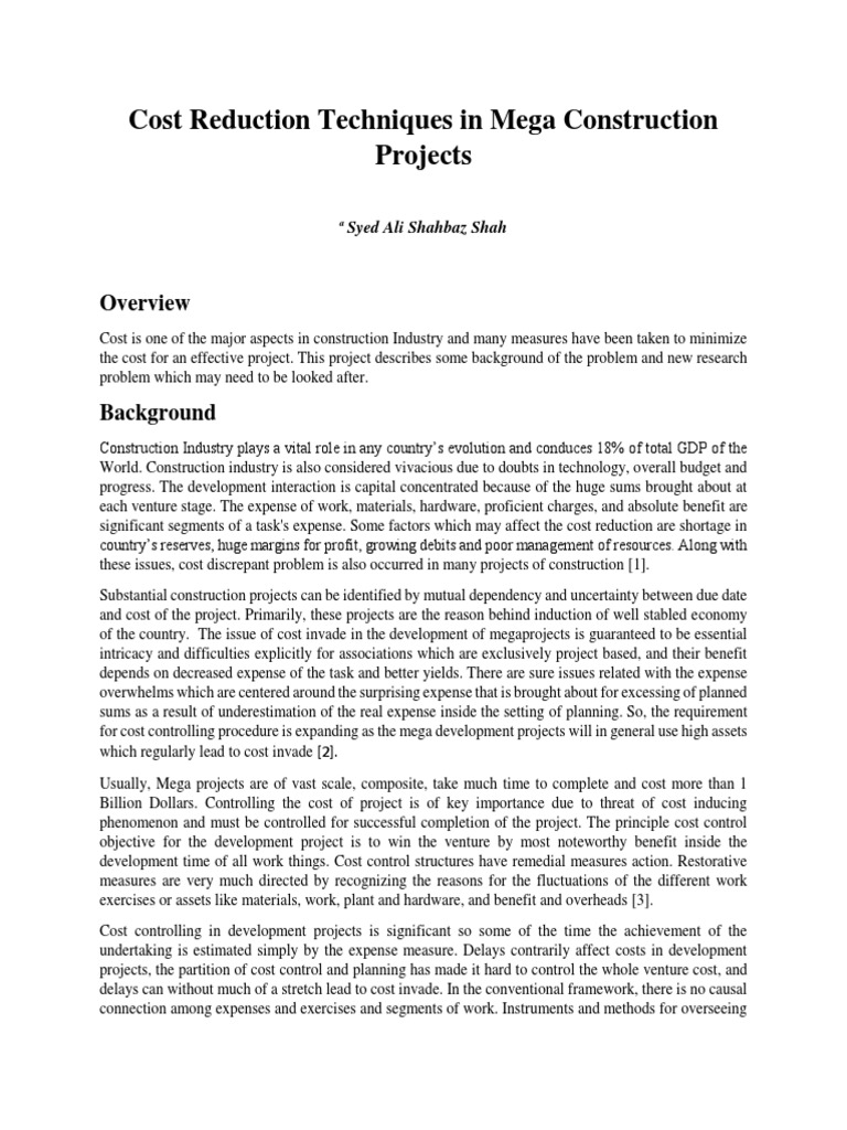 Cost Reduction Techniques in Construction Projects | PDF | Cost ...