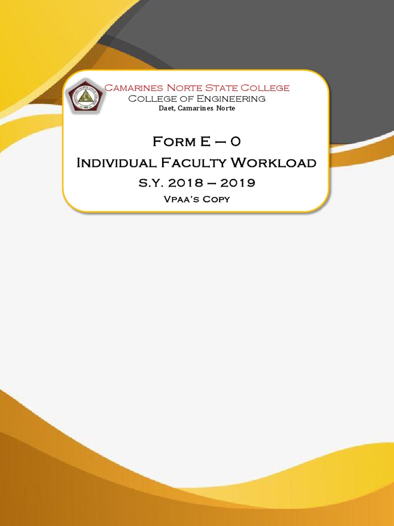 Form E - 0 Individual Faculty Workload: Camarines Norte State College | PDF