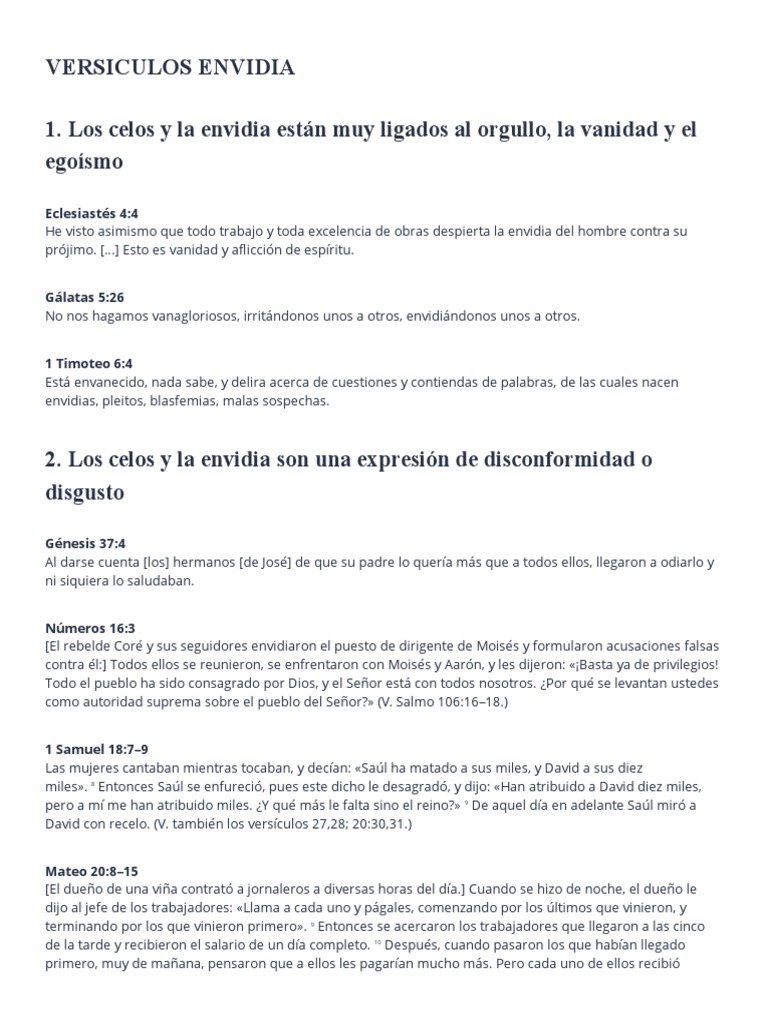 Versículos Bíblicos sobre Envidia | PDF | Pablo el apóstol | David