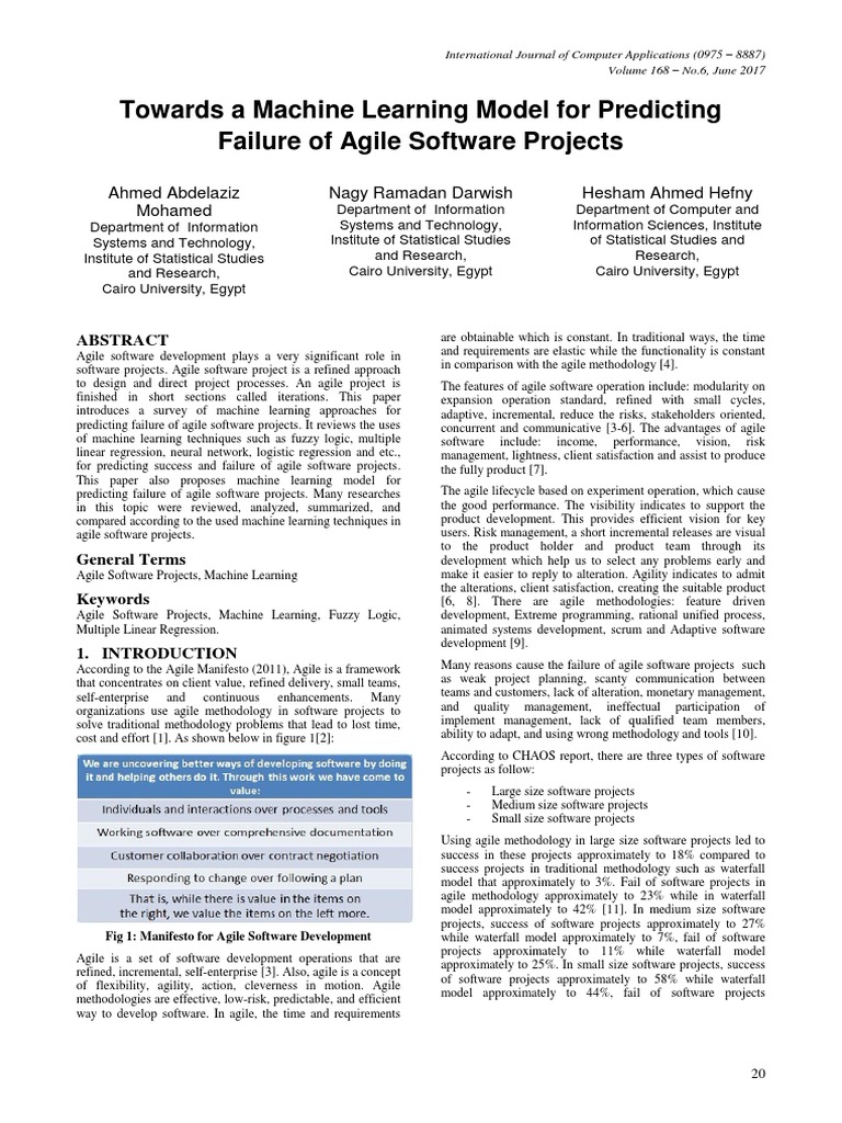 Towards A Machine Learning Model For Predicting Failure of Agile ...
