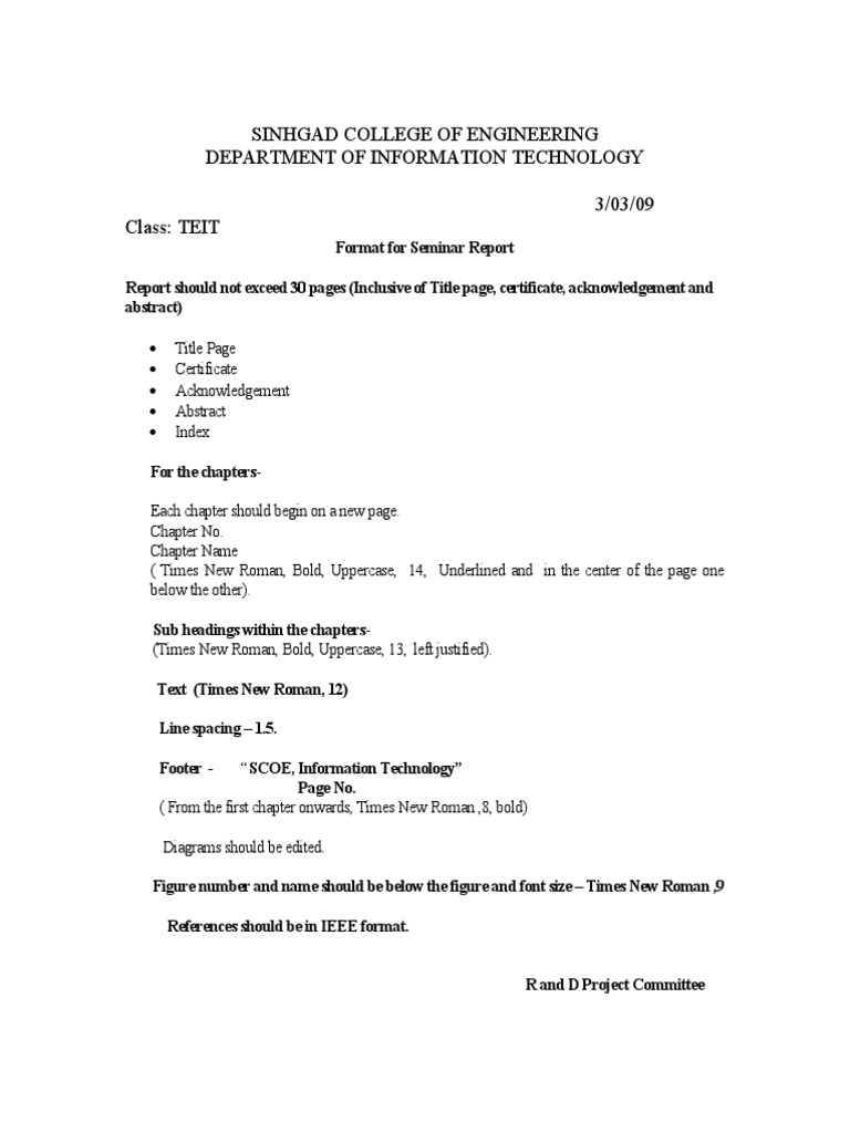 Format For Seminar Report | PDF | Art