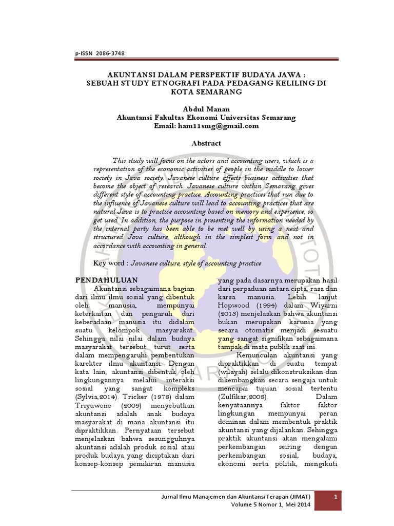 AKUNTANSI DALAM PERSPEKTIF BUDAYA JAWA | PDF