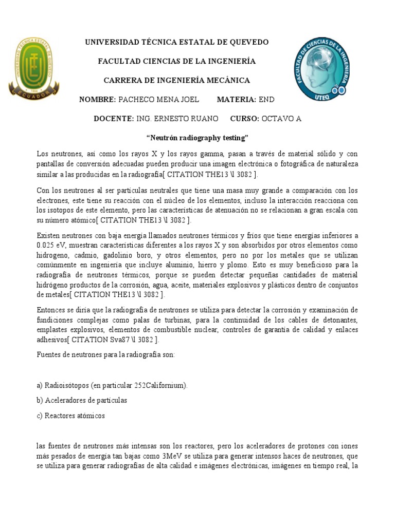 NDT Neutron Radiography | PDF | Rayo X | Acelerador de partículas