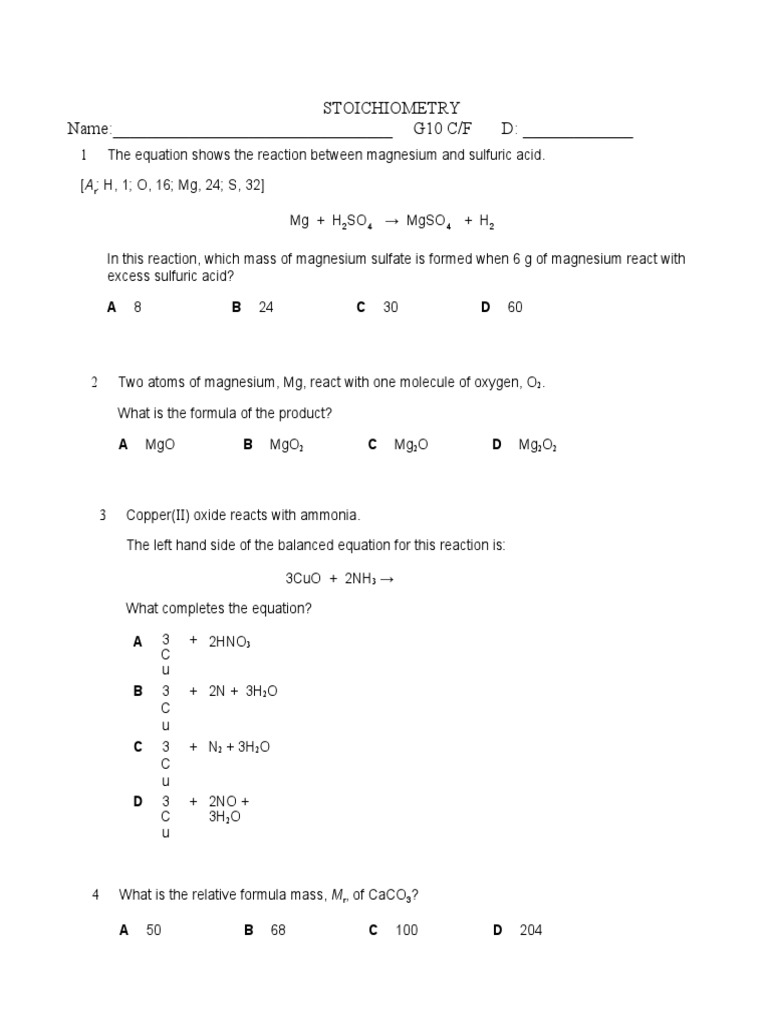 Chemistry Quiz for Grade 10 Students | PDF | Molecules | Magnesium