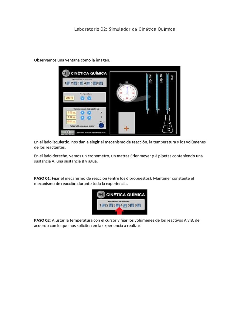 Laboratorio 02 Simulador De Cinetica Quimica Pdf Cinética Química