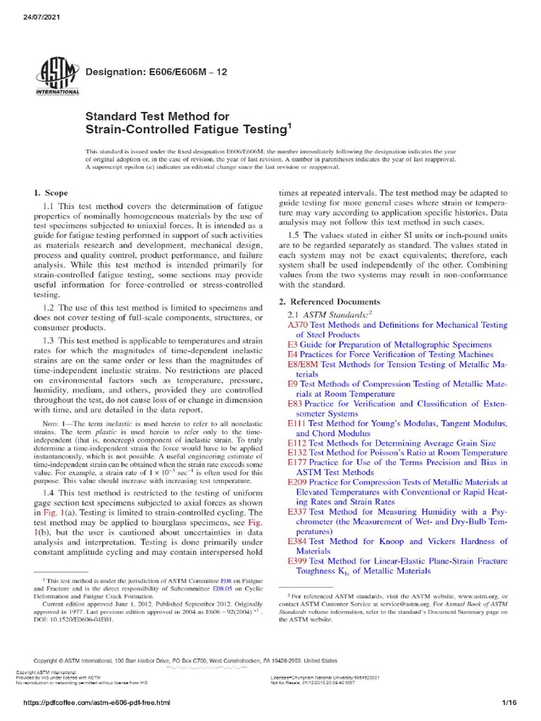 Astm E606-12 | PDF