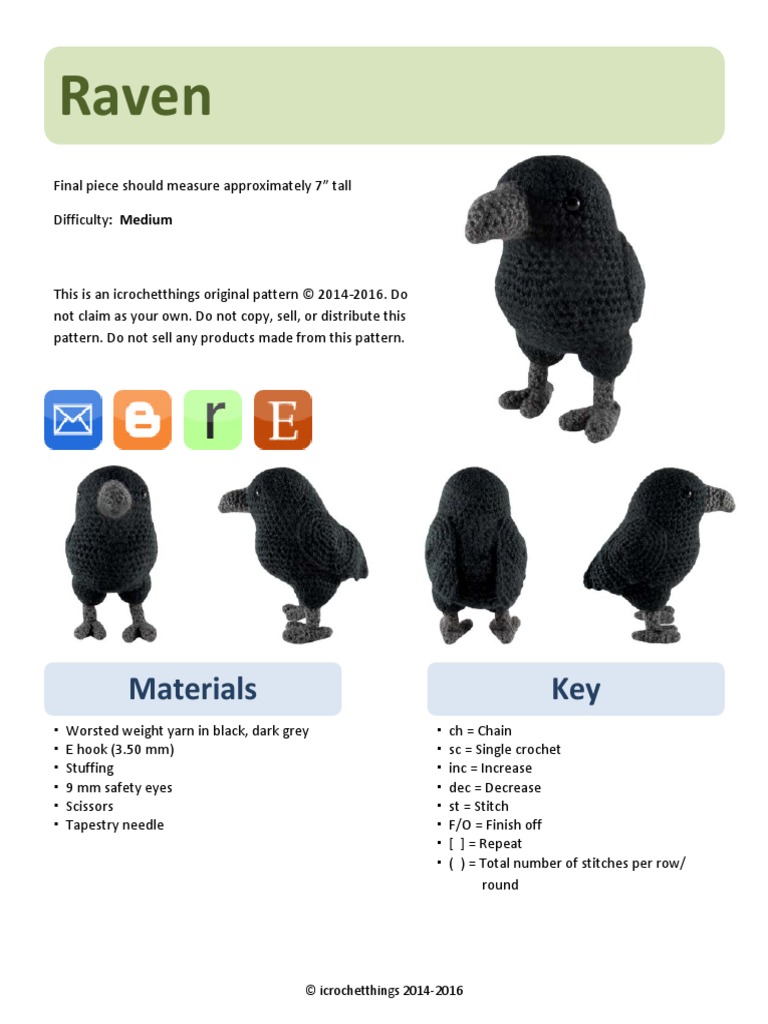 Raven: Materials Key | PDF | Crochet | Handicrafts