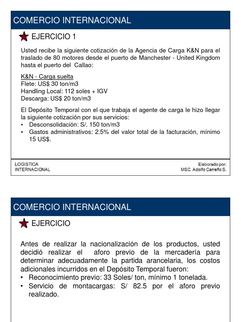 EJER 01 Indicadores de Logistica Internacional | PDF