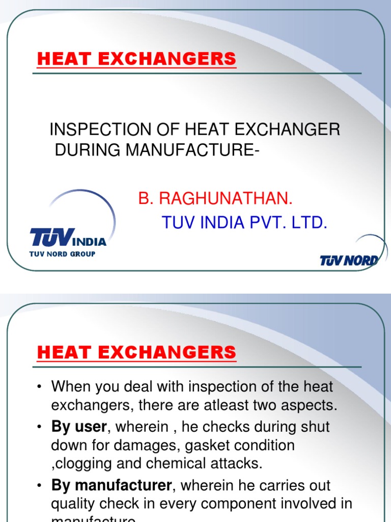 Inspection of Heat Exchanger | PDF | Pipe (Fluid Conveyance) | Heat ...
