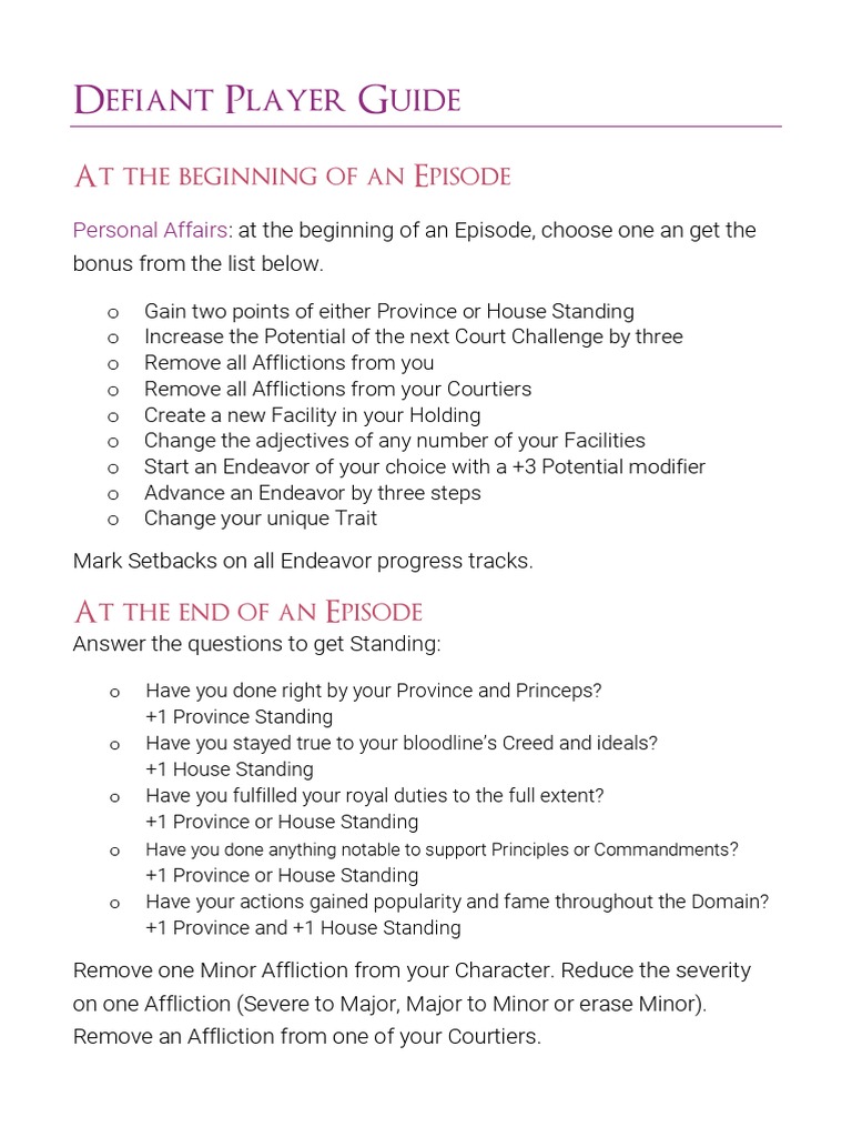 Defiant RPG - Player Guide (Electronic Version) X | PDF | Gaming | Role ...