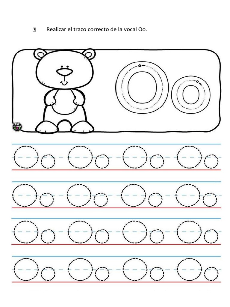 Realizar El Trazo Correcto de La Vocal Oo | PDF