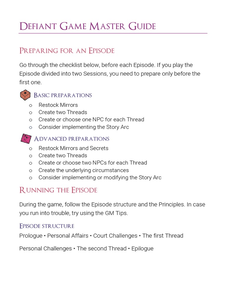 Defiant RPG - GM Guide (Electronic Version) X | PDF