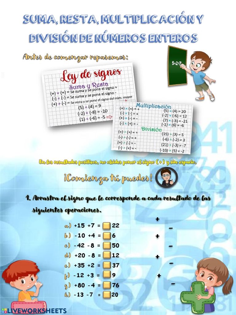 Repasamos Operaciones Con Números Enteros | PDF | División (Matemáticas ...