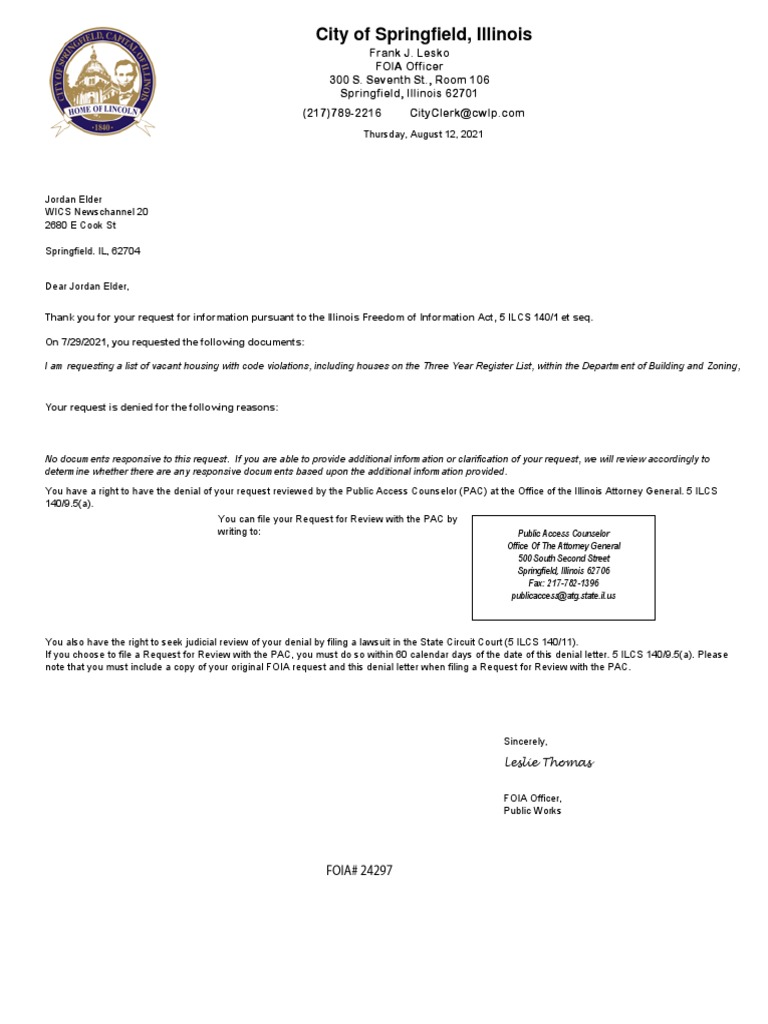 Response Letter FOIA #24297 | PDF | Federal Government Of The United ...