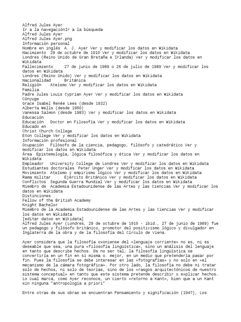 Alfred Jules Ayer | PDF | Lógica | Epistemología