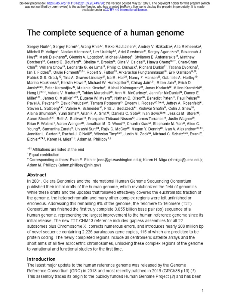 The Complete Sequence of A Human Genome | PDF | Ribosomal Dna | Dna ...
