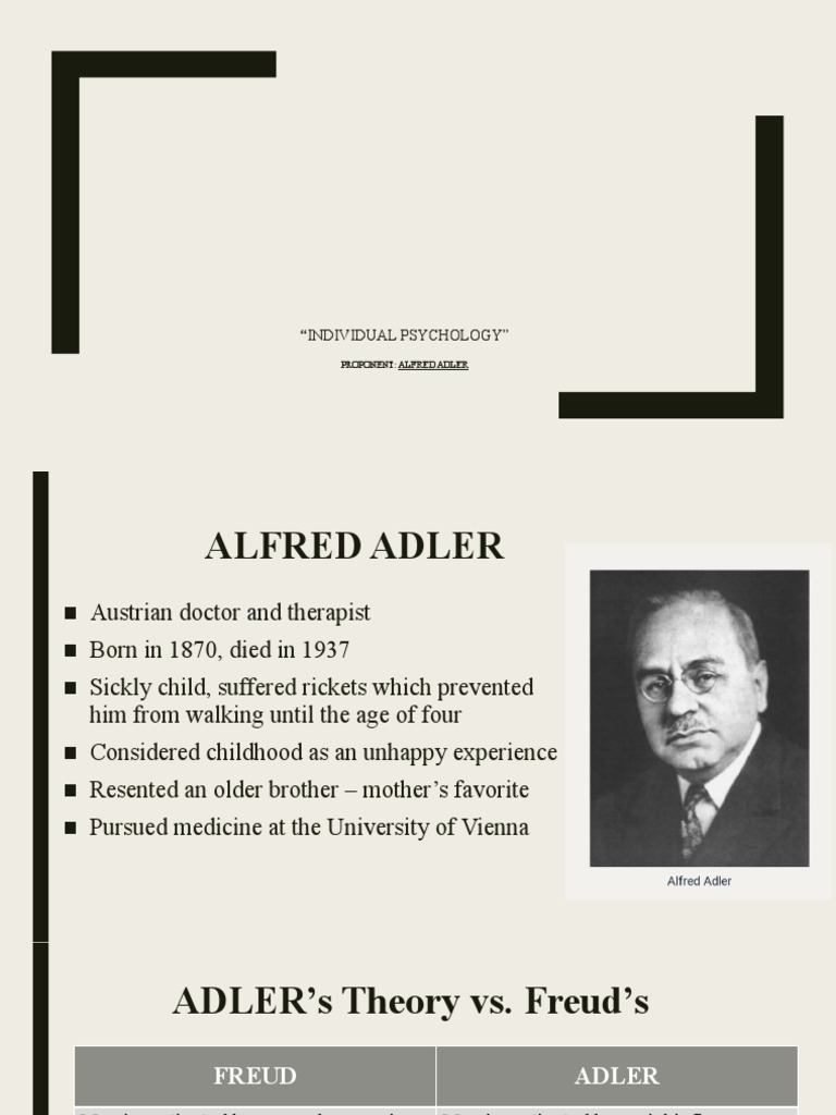 Alfred Adler (Individual Psychology) | PDF | Motivational | Motivation