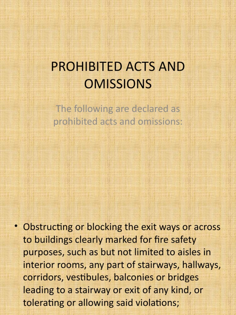 Prohibited Acts and Omissions | PDF | Home & Garden