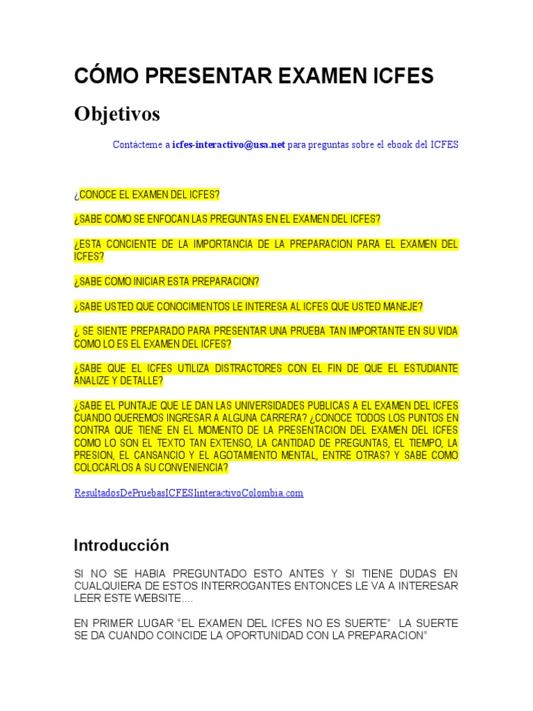 Carta - Cómo Presentar Examen Icfes | PDF | Prueba (evaluación) | Evaluación