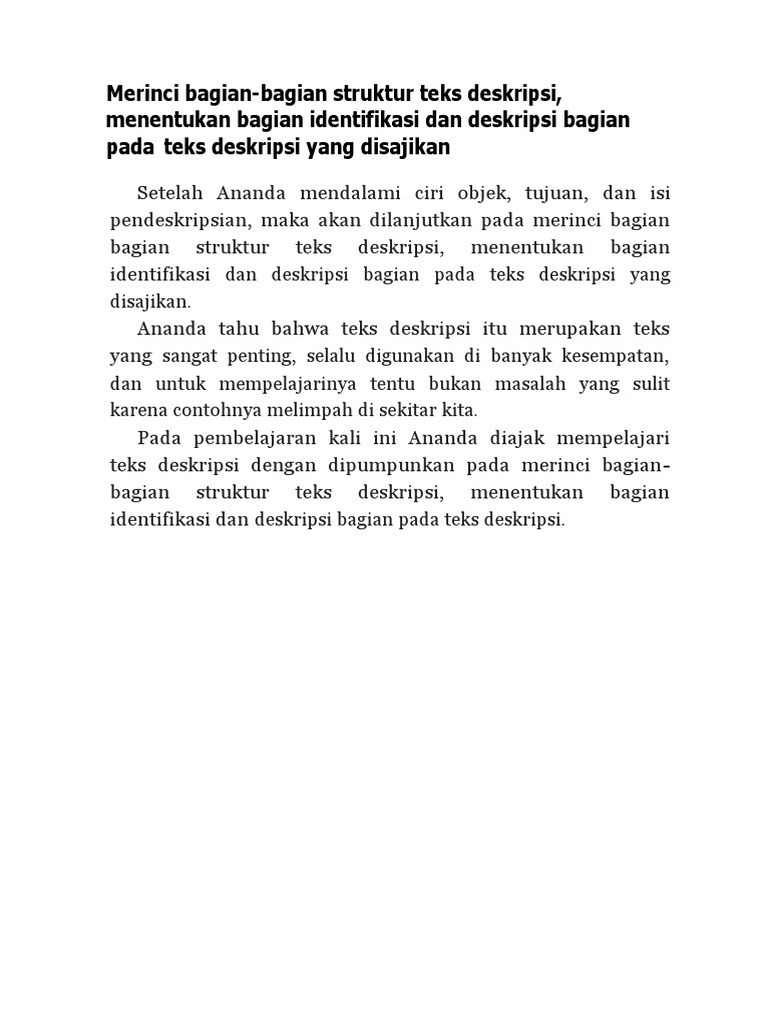 Struktur Teks Deskripsi dan Identifikasi | PDF