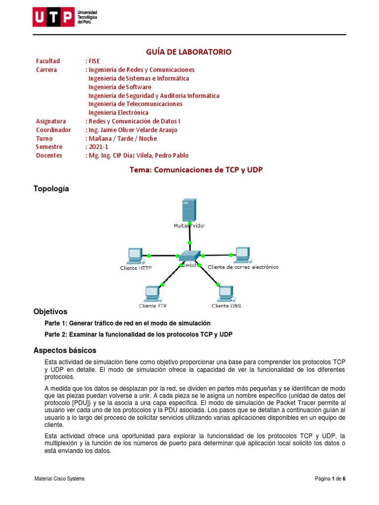 S12.s2-Lab-Comunicaciones TCP y UDP | PDF | Protocolo de Control de Transmisión | Red de ...