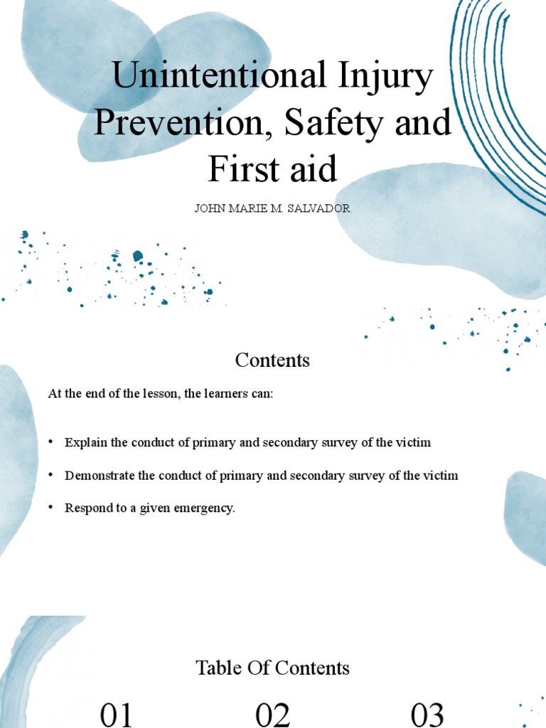 Unintentional Injury Prevention, Safety and First Aid | PDF