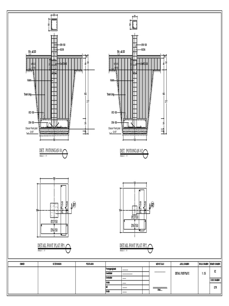DETAIL DRAWING OF FOOT PLATES FOR BUILDING FOUNDATION | PDF