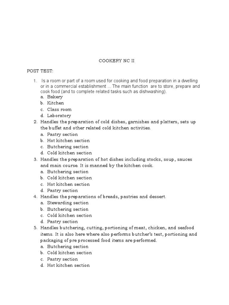 Cookery NC Ii | PDF | Chef | Kitchen