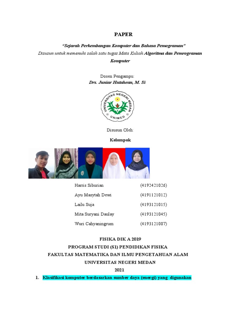 PAPER Algoritma Dan Pemograman Komputer | PDF