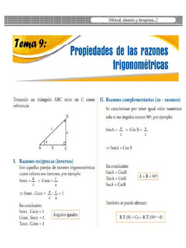 Teoría de Las Propiedades de Las Razones Trigonométricas | PDF