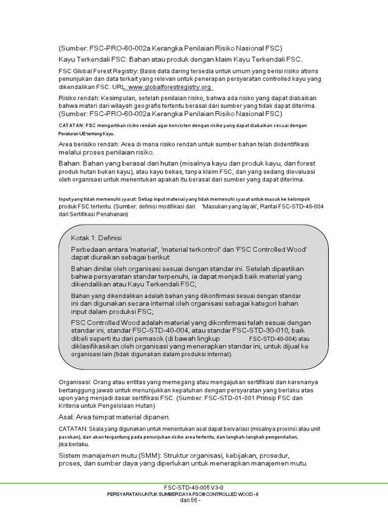FSC-STD-40-005 V3-0 EN Requirements For Sourcing FSC Controlled Wood | PDF