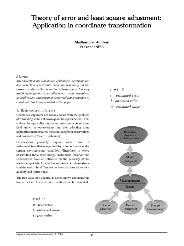 Least Square Adjustment | PDF | Observational Error | Errors And Residuals