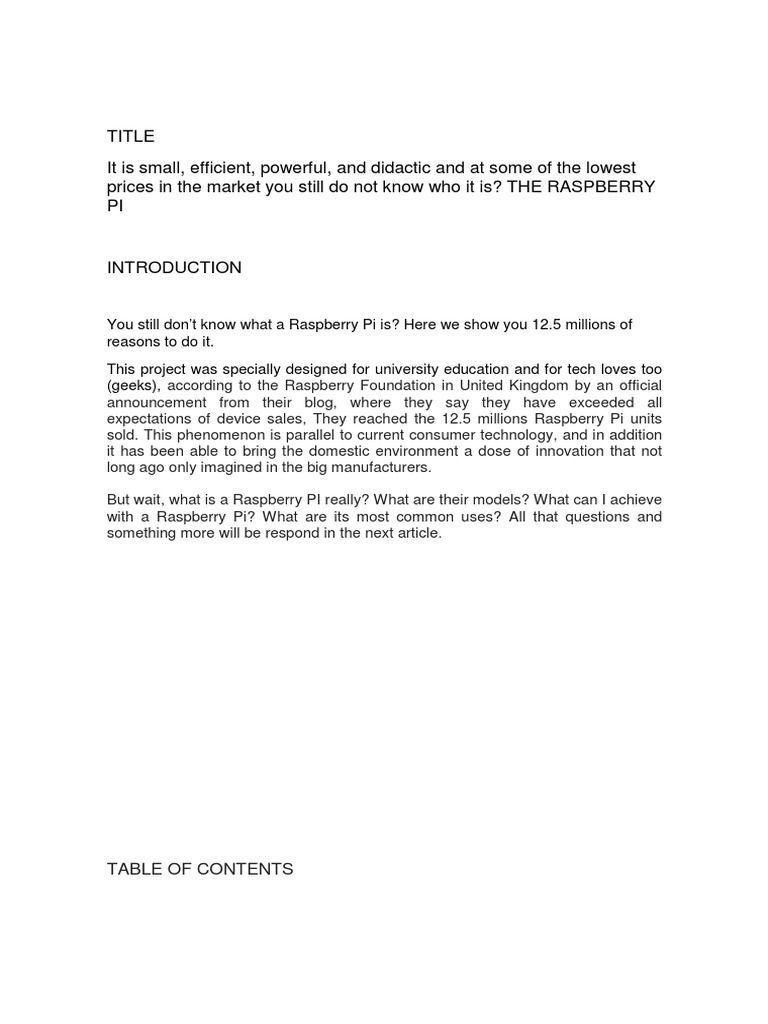 Raspberry PI | PDF | Raspberry Pi | Arm Architecture