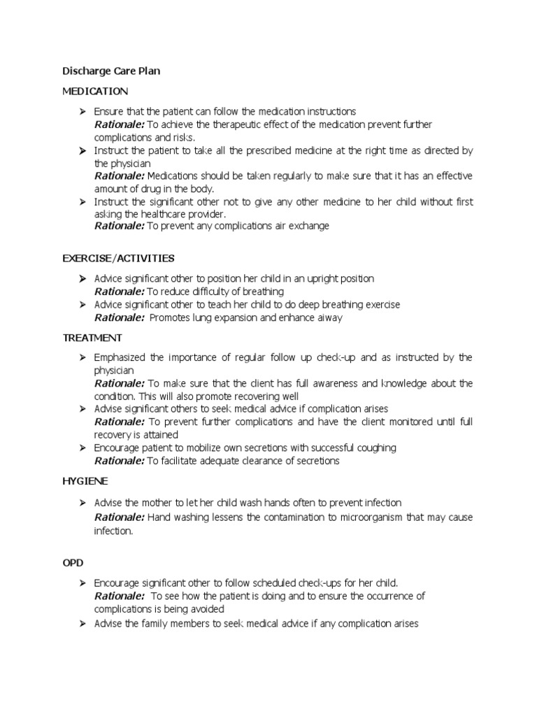 Comprehensive Child Discharge Care Plan | PDF | Patient | Infection