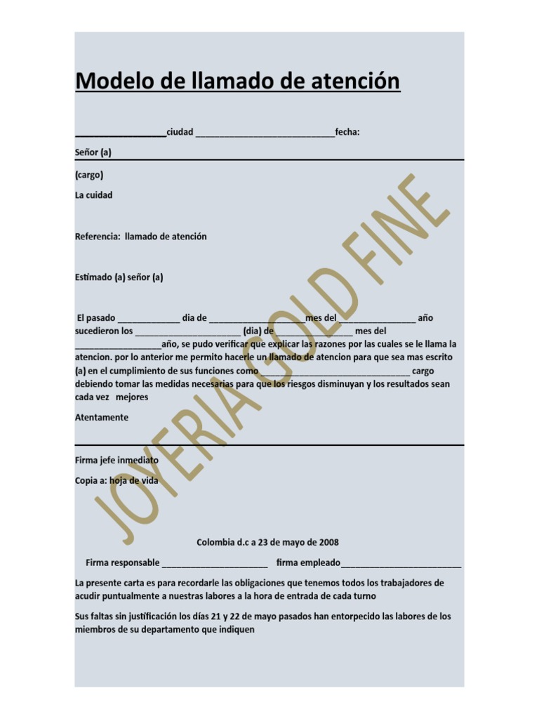 Modelo de Llamado de Atención | PDF