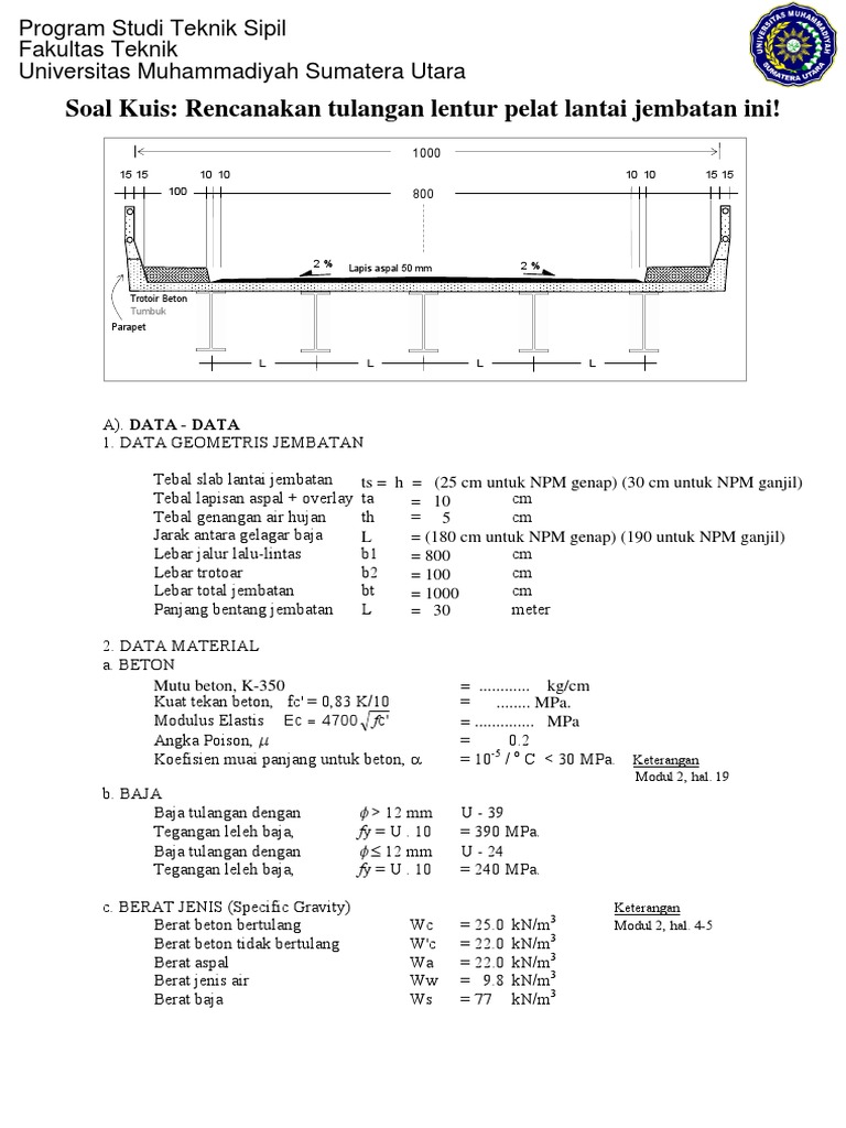 5.4. Soal Perencanaan Lantai Jembatan (Quiz) | PDF | Teknologi & Rekayasa