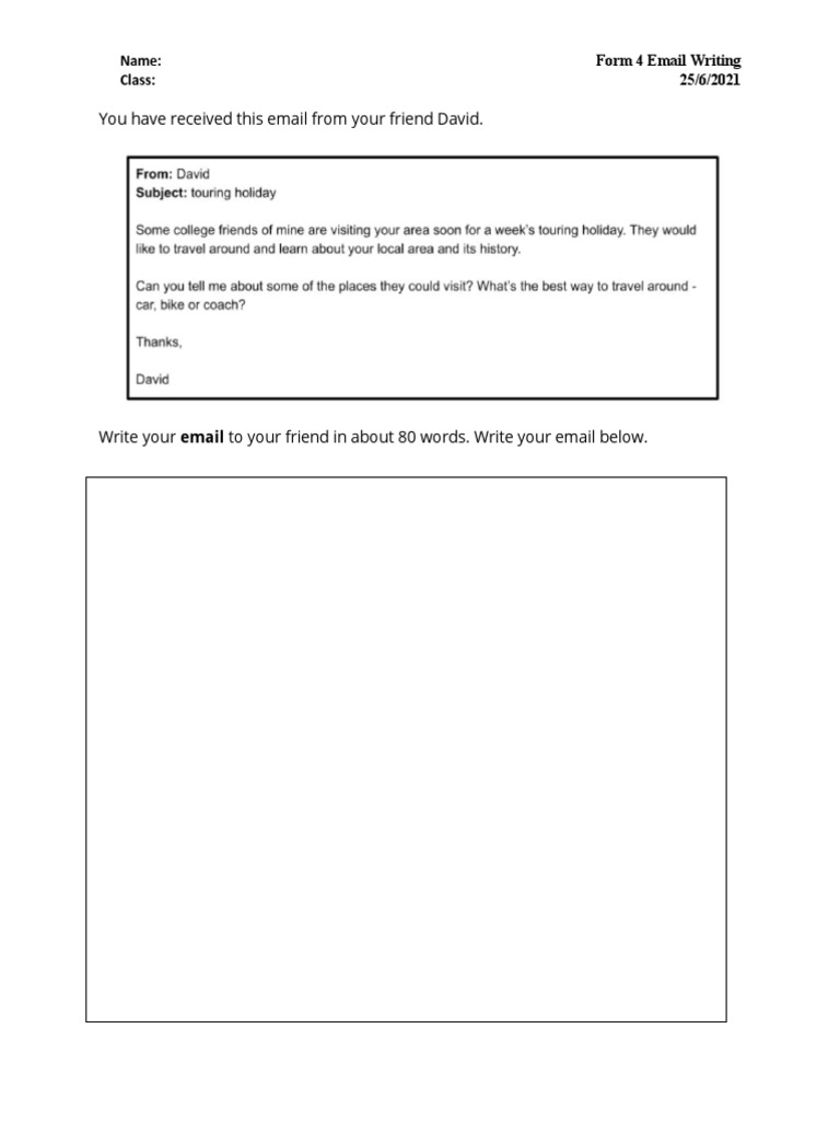 You Have Received This Email From Your Friend David.: Name: Form 4 ...
