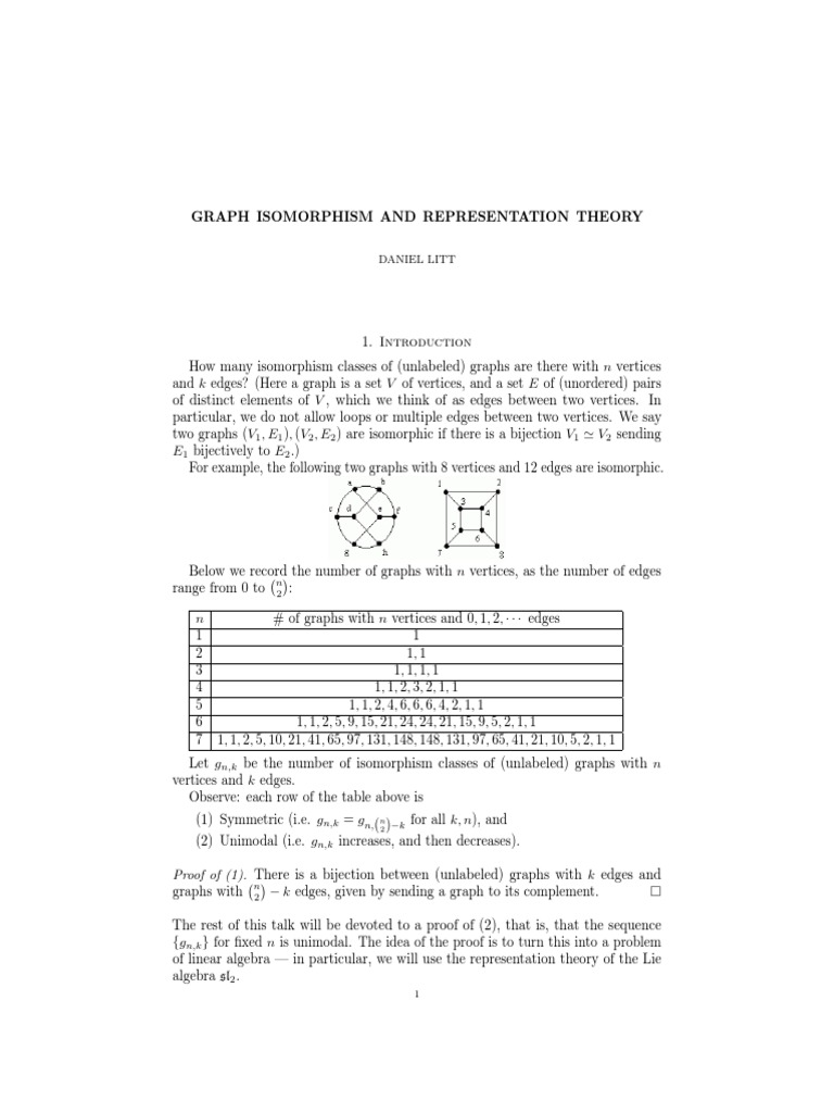 Graph Isomorphism and Representation Theory | PDF | Lie Algebra ...
