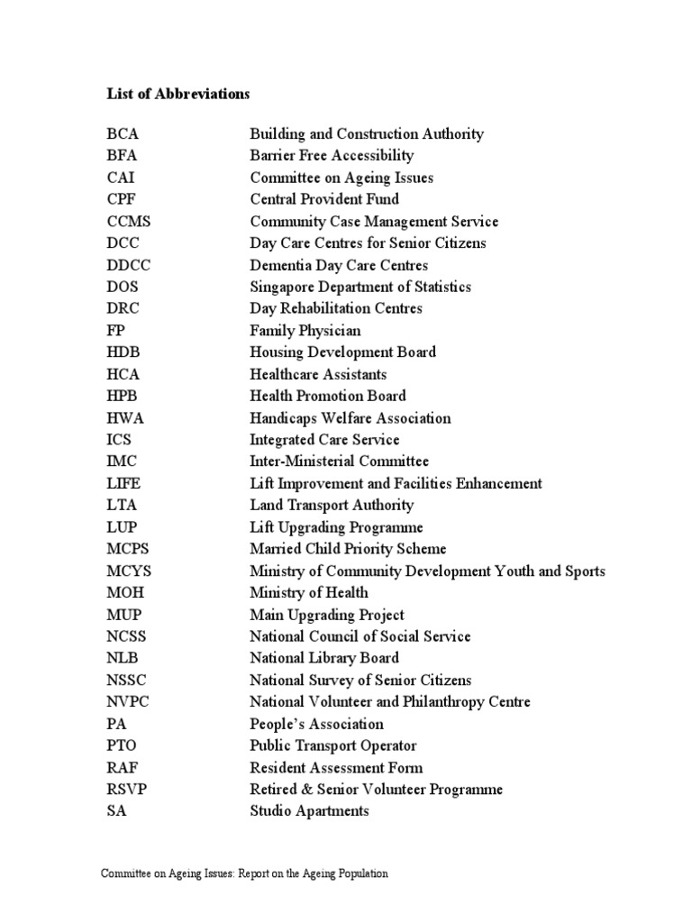 BCA List of Abbreviations | PDF