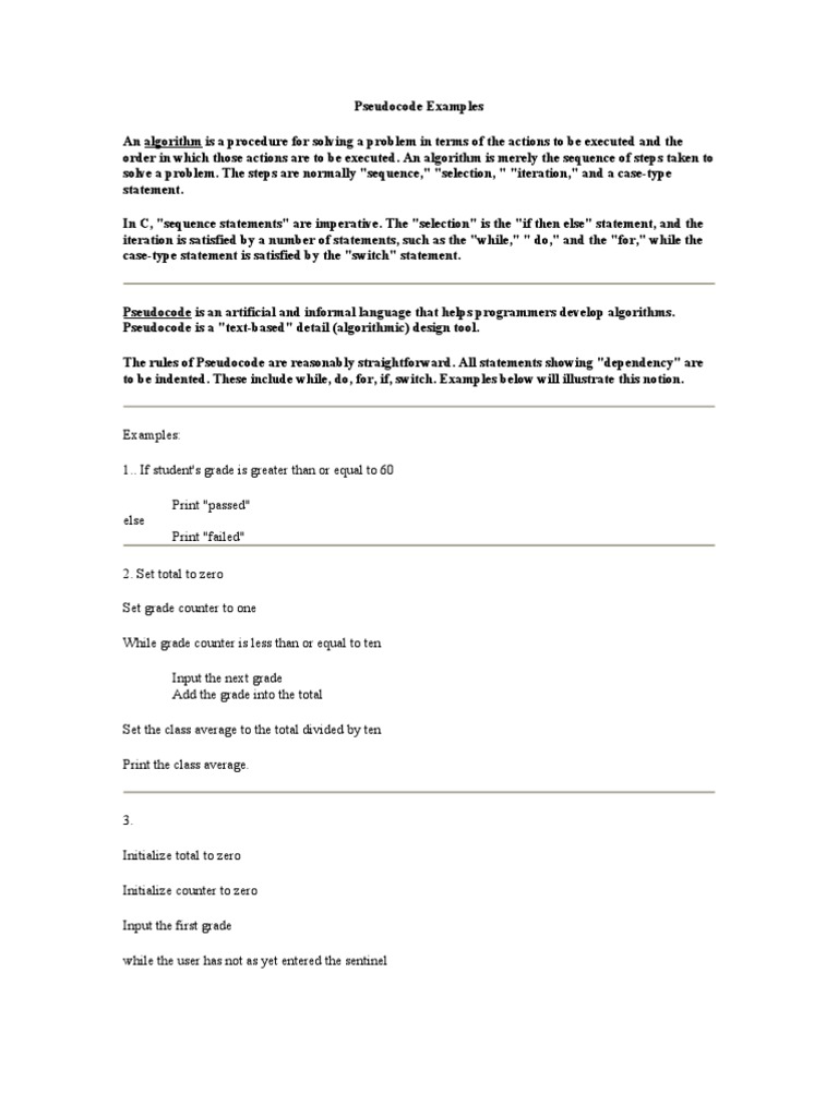 Pseudocode Examples | Download Free PDF | Control Flow | Algorithms