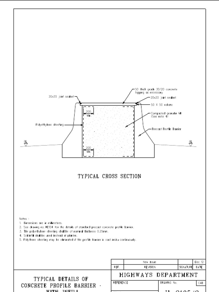 Typical Details of Concrete Profile Barrier | PDF | Civil Engineering ...