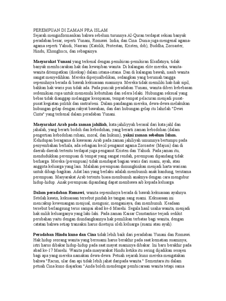 (Bacaan) PEREMPUAN DI ZAMAN PRA ISLAM | PDF