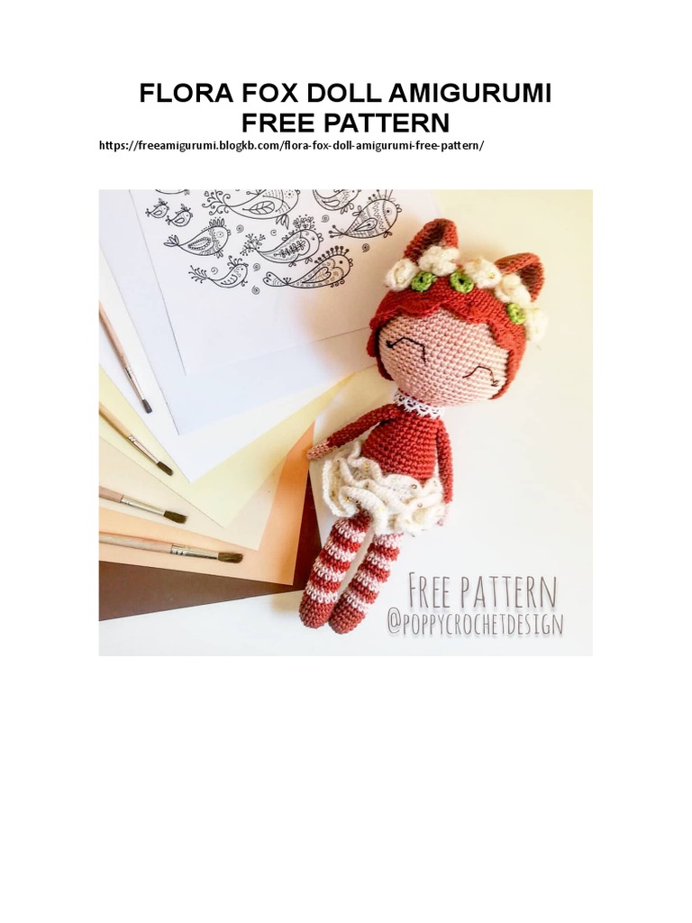 Flora Fox Doll Amigurumi Free Pattern | PDF