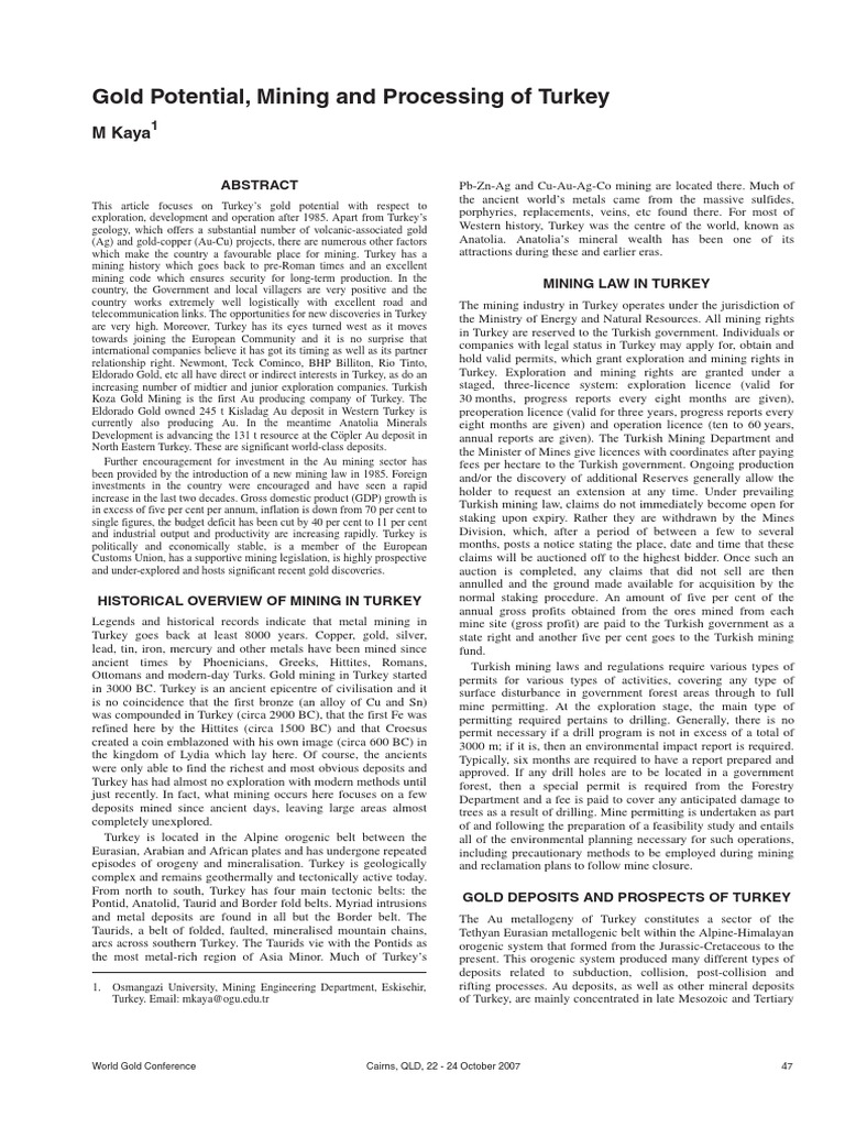 Gold Mining in Turkey | PDF | Mining | Gold