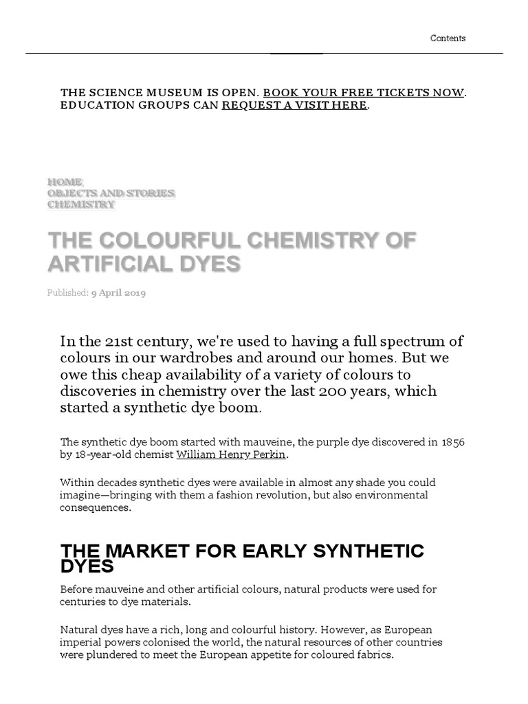 The Evolution of Synthetic Dyes | PDF | Color