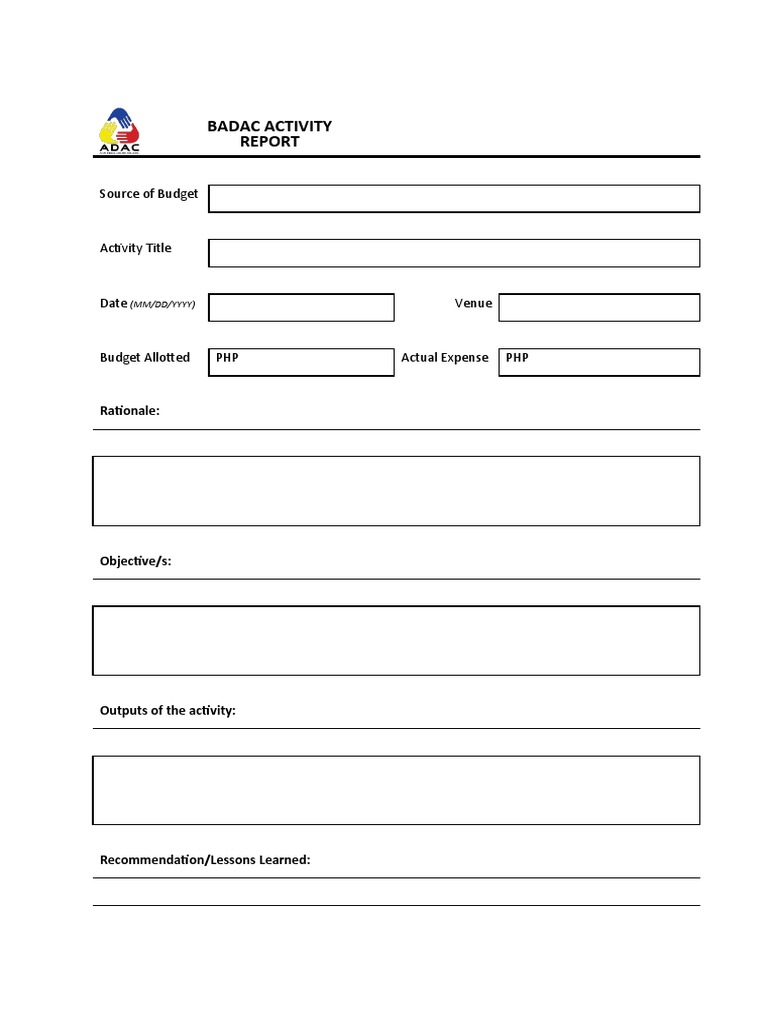 BADAC FORM - Activity Report | PDF