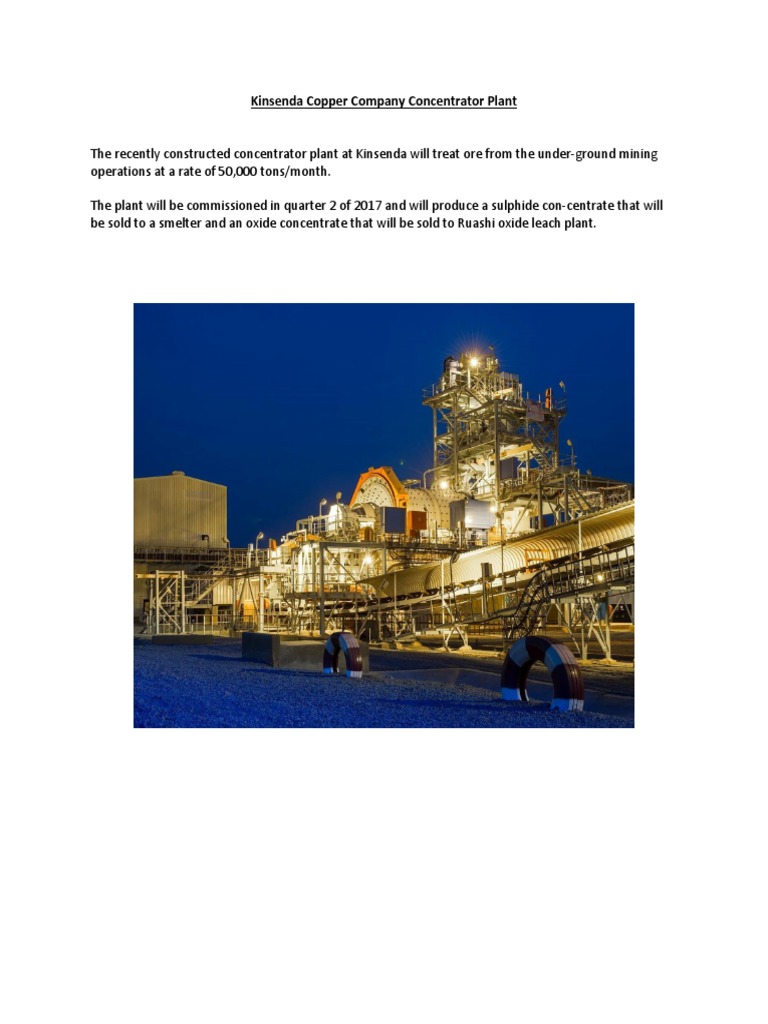 Kinsenda Copper Company Concentrator Plant - Eng | PDF
