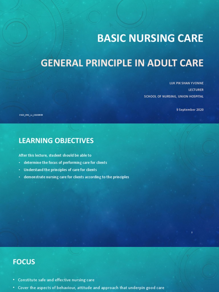 Basic Nursing Care: General Principle in Adult Care | PDF | Nursing ...