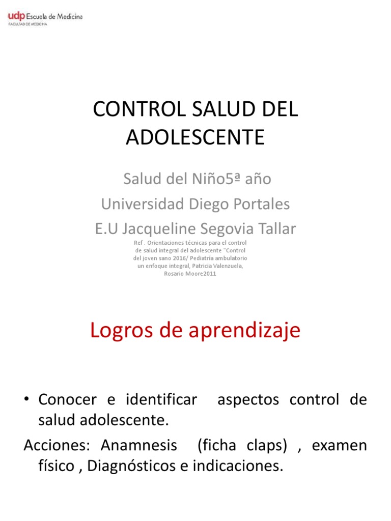 Control salud adolescente | PDF | Adolescencia | Índice de masa corporal