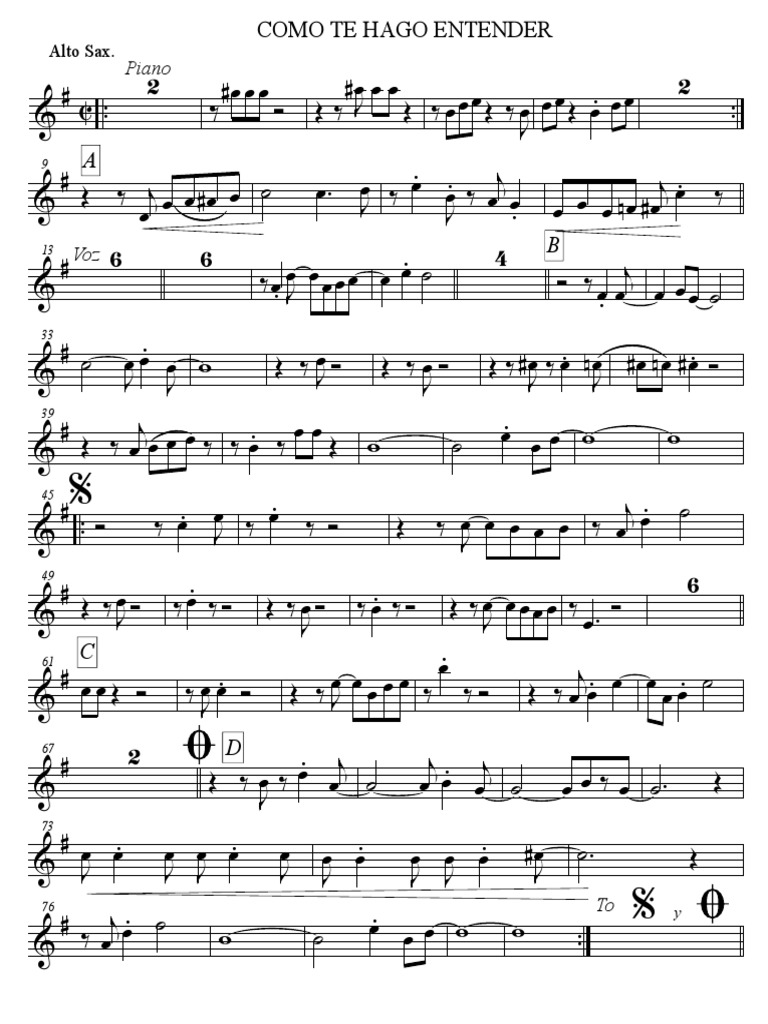 Sax Alto Como Te Hago Entender | PDF